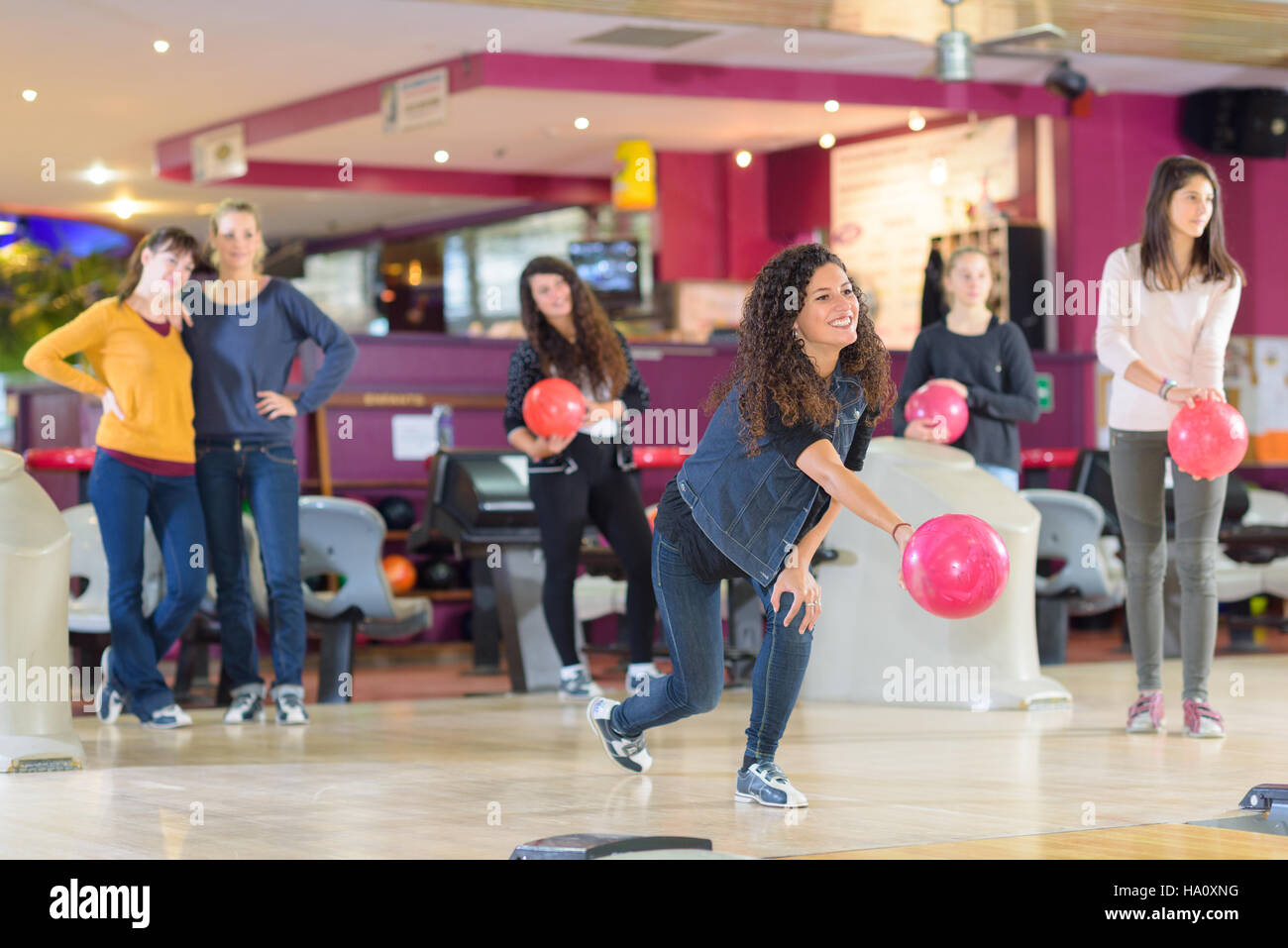 playing bowling for fun Stock Photo - Alamy