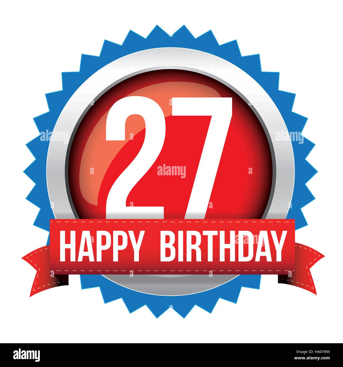 Twenty seven years happy birthday badge ribbon Stock Vector Image & Art ...