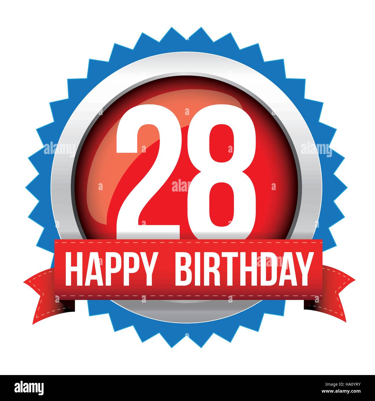 Twenty eight years happy birthday badge ribbon Stock Vector Image & Art ...