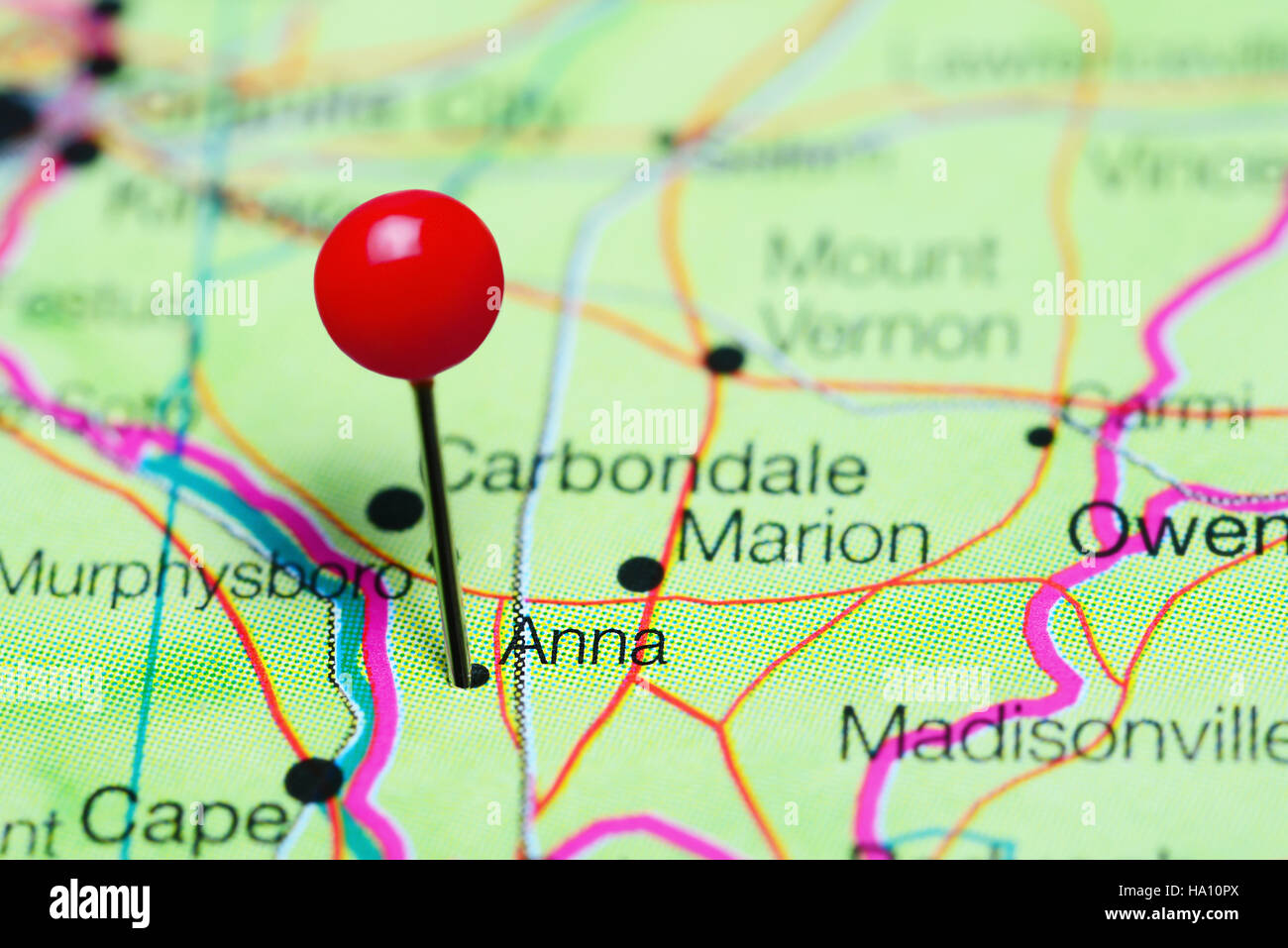 Anna pinned on a map of Illinois, USA Stock Photo - Alamy