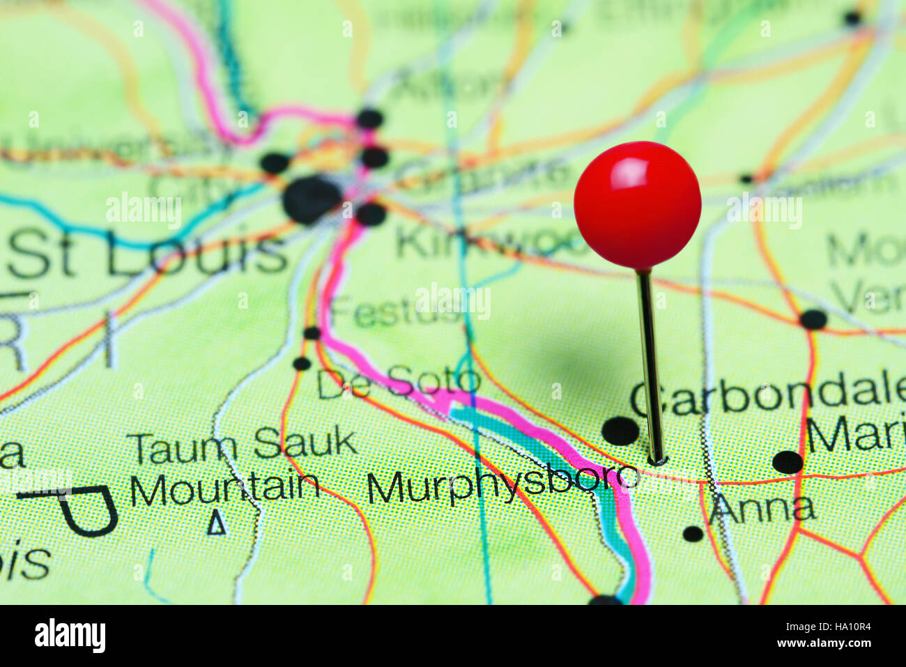 Murphysboro pinned on a map of Illinois, USA Stock Photo - Alamy