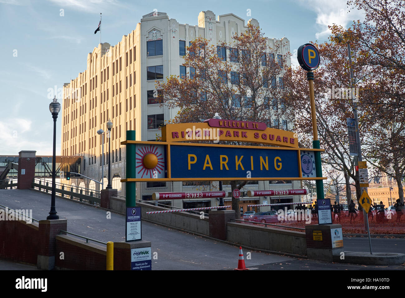 Spokane River Park Square Parking, downtown WA Stock Photo - Alamy