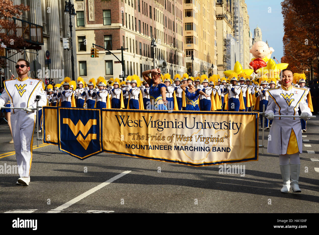 West Virginia University marching band leading the parade Stock Photo ...
