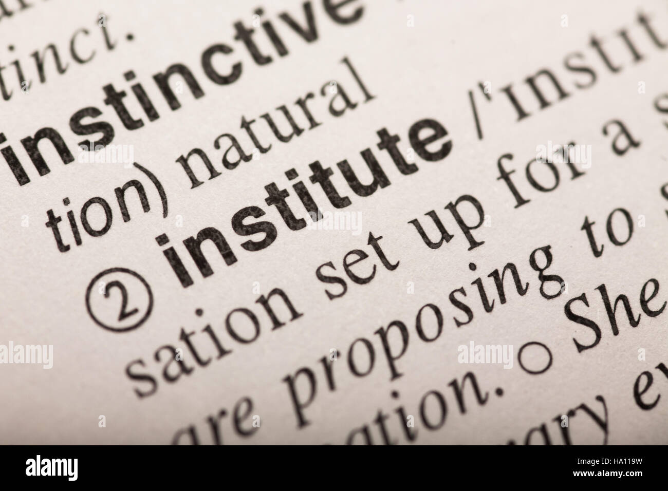 Institute - word in dictionary Stock Photo - Alamy
