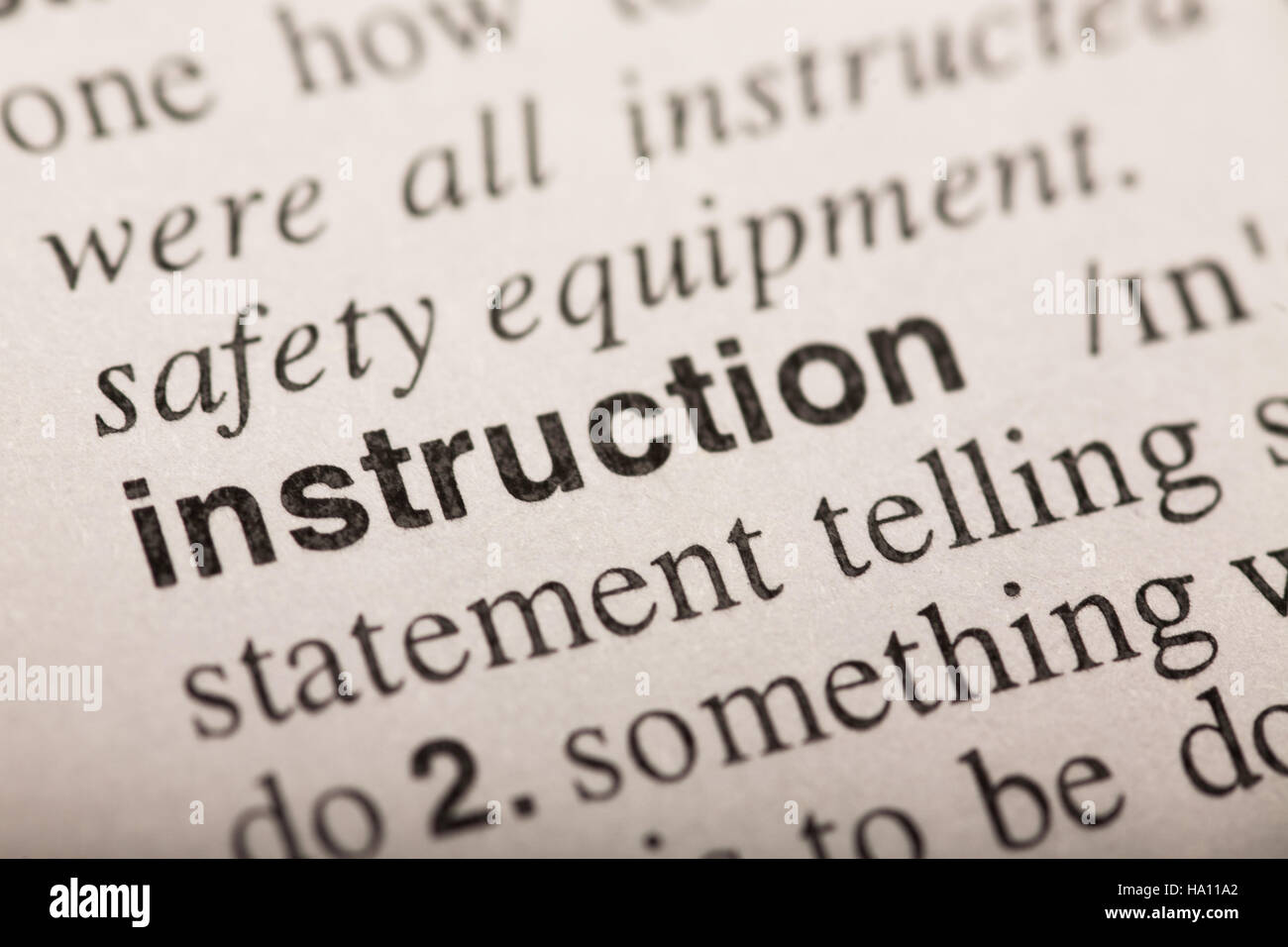 instruction - word in dictionary Stock Photo - Alamy