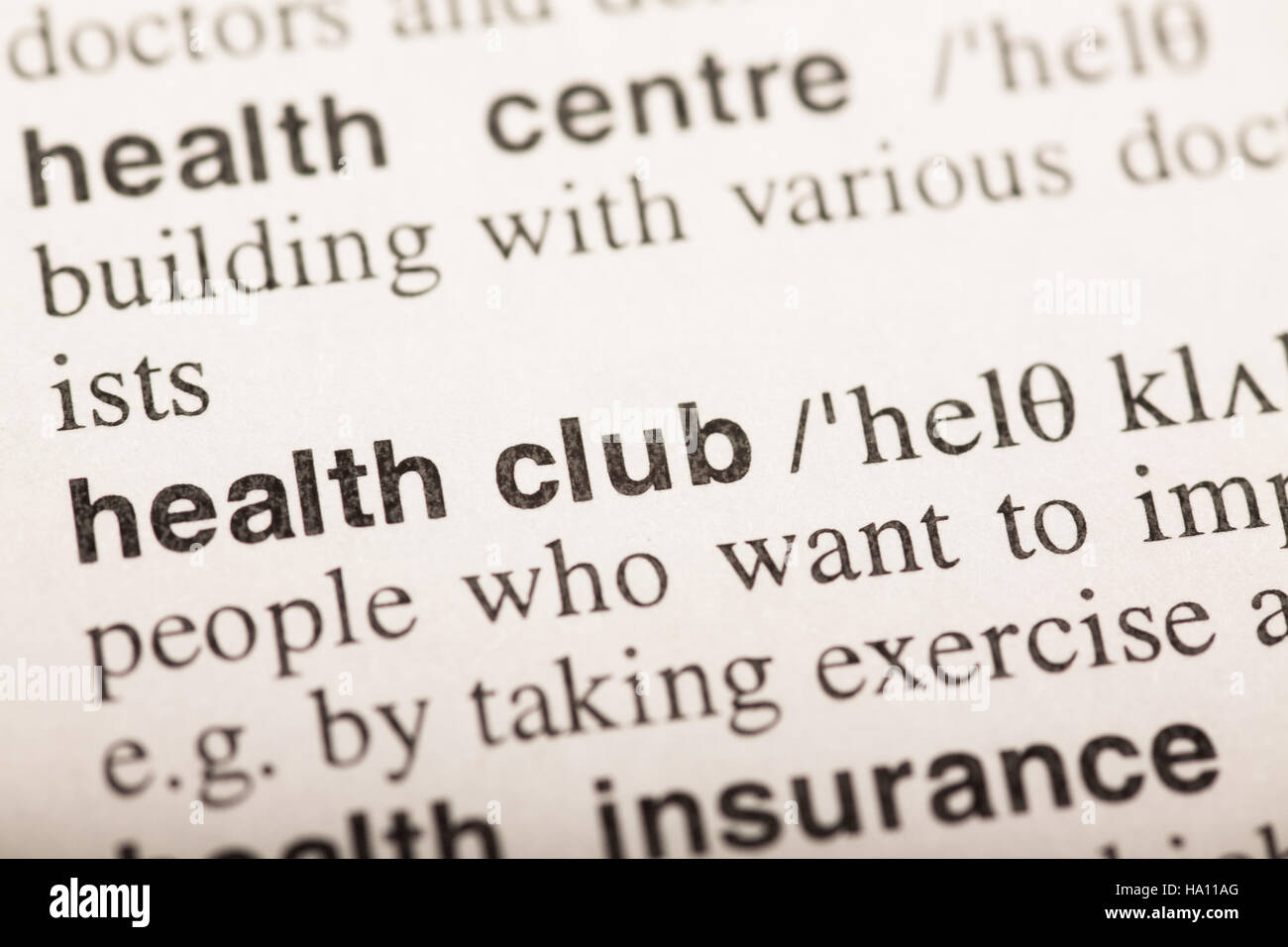 health club - text in dictionary Stock Photo - Alamy