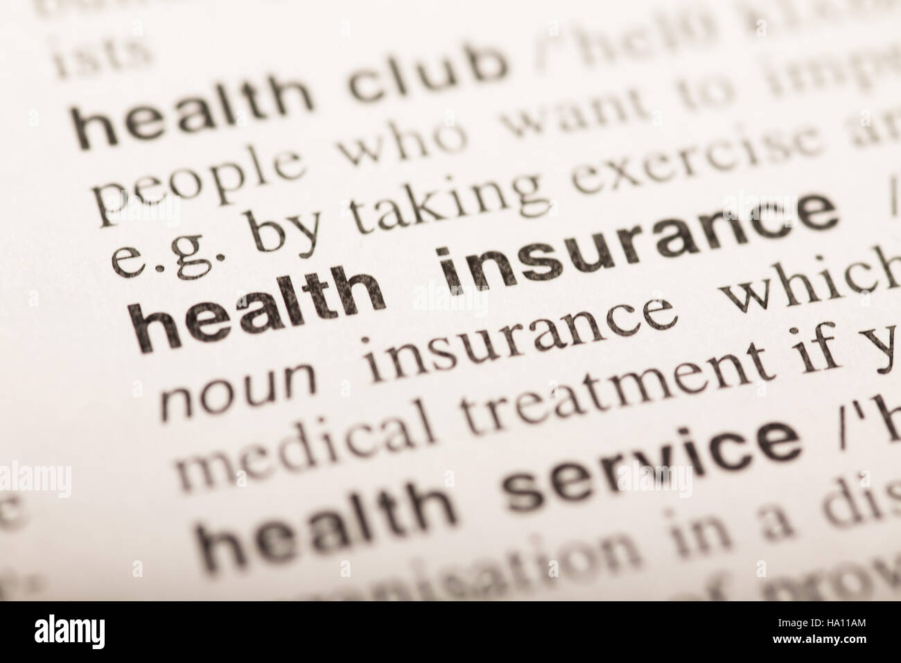 health insurance - text in dictionary Stock Photo - Alamy