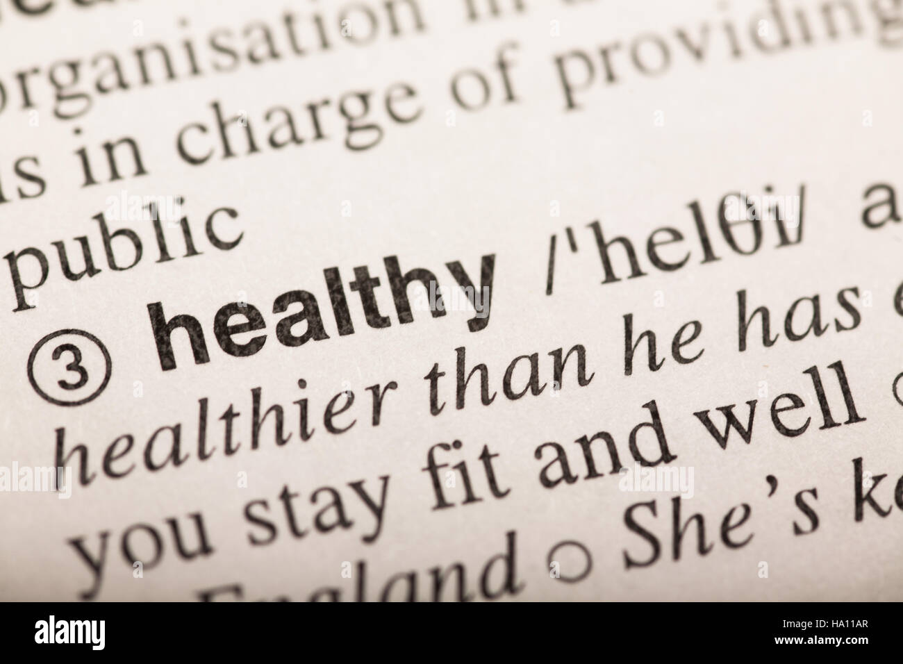 healthy - word in dictionary Stock Photo - Alamy
