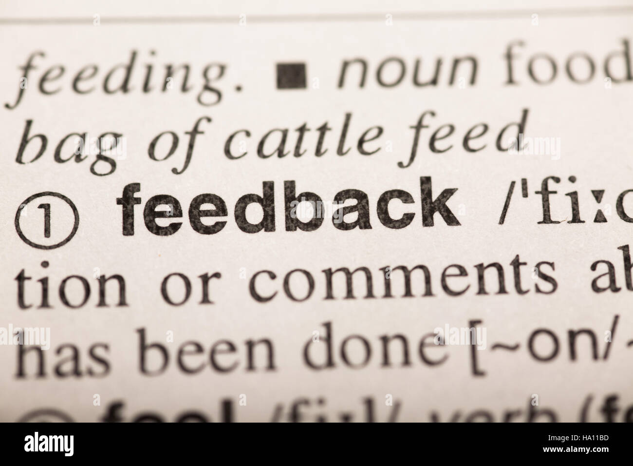 feedback - word in dictionary Stock Photo - Alamy