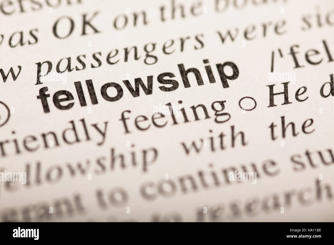 fellowship - word in dictionary Stock Photo - Alamy