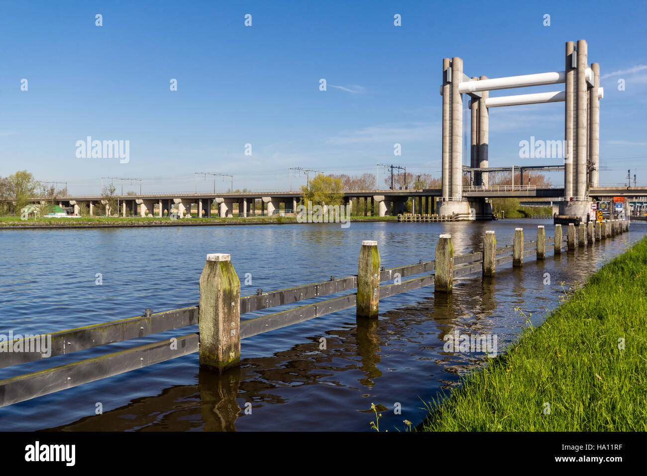 Rail lifting bridge Netherlands Stock Photo - Alamy