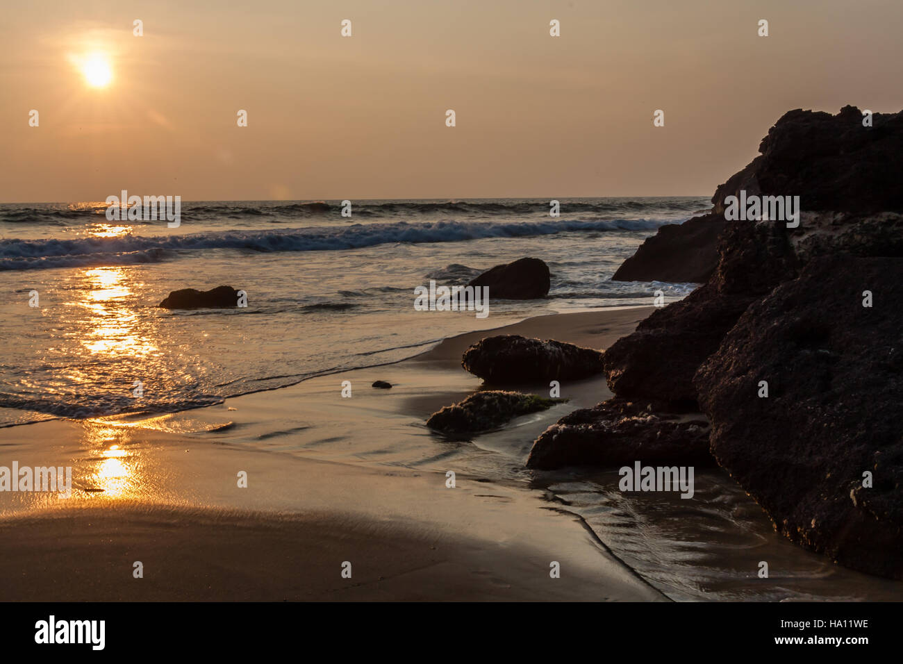 Sunset on Varkala Beach in Kerala, India Stock Photo - Alamy