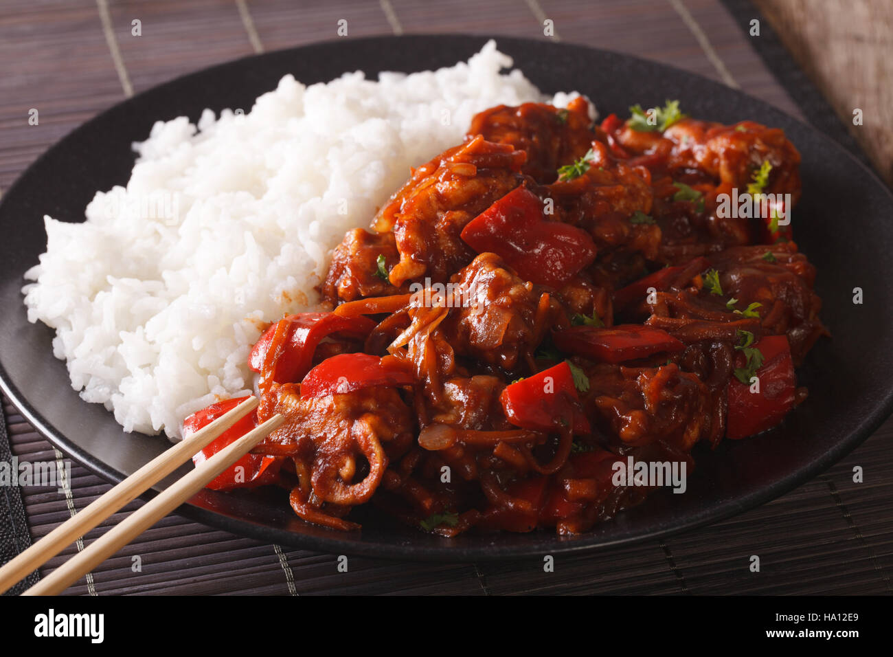 Rice red pork sauce hi-res stock photography and images - Alamy