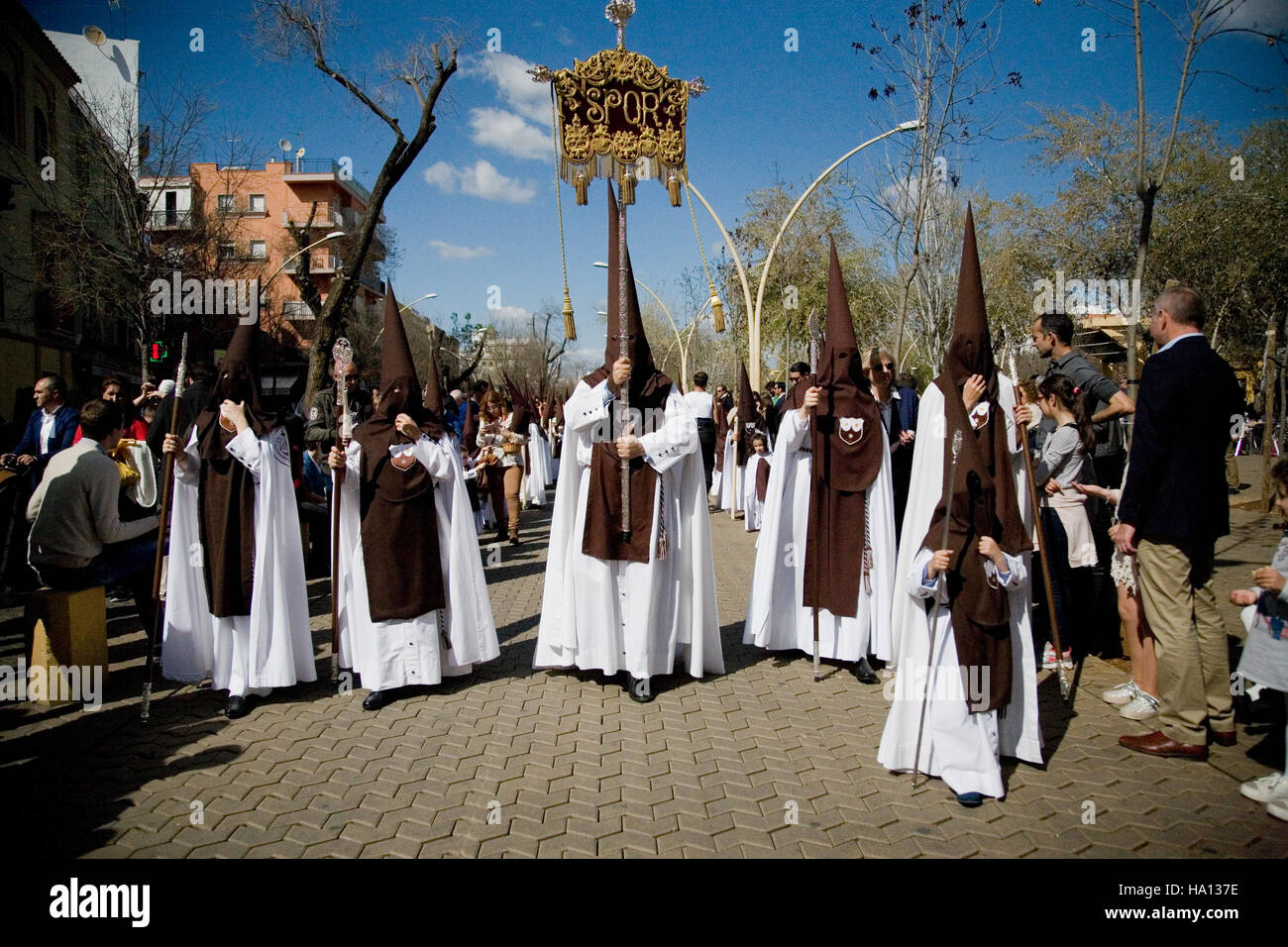 Holy parade during semana santa a week before eastern in the City of ...