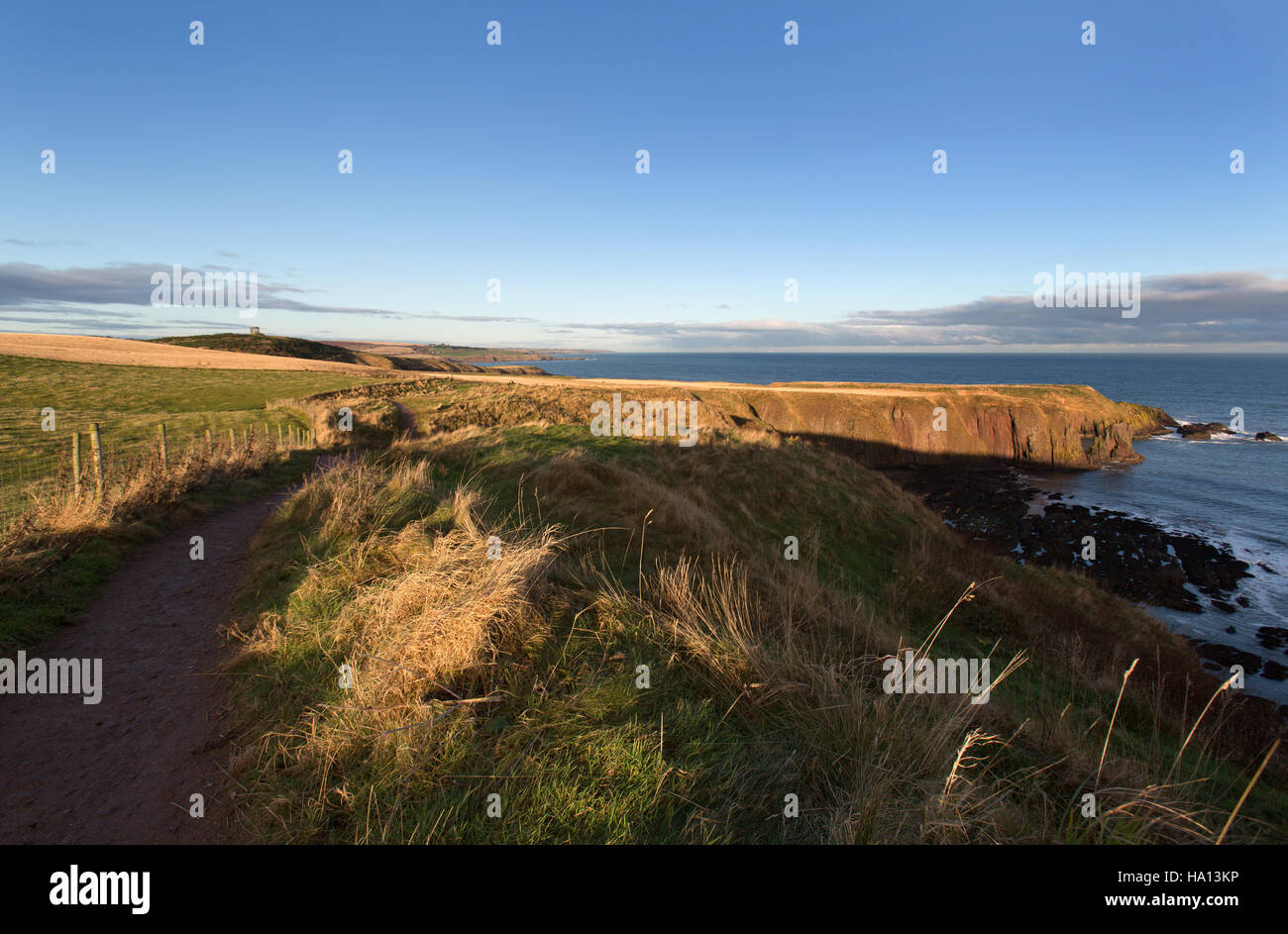 Town of Stonehaven, Scotland. Picturesque view of the coastal path ...