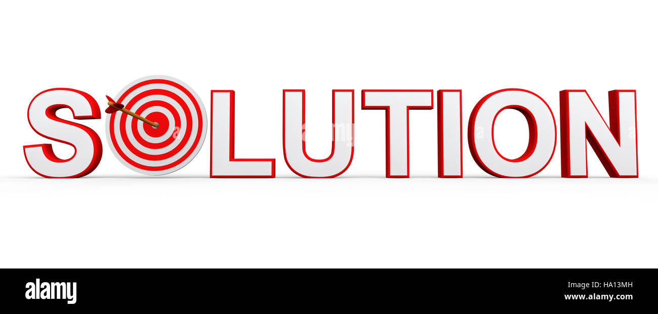 3D target arrow and solution text Stock Photo - Alamy