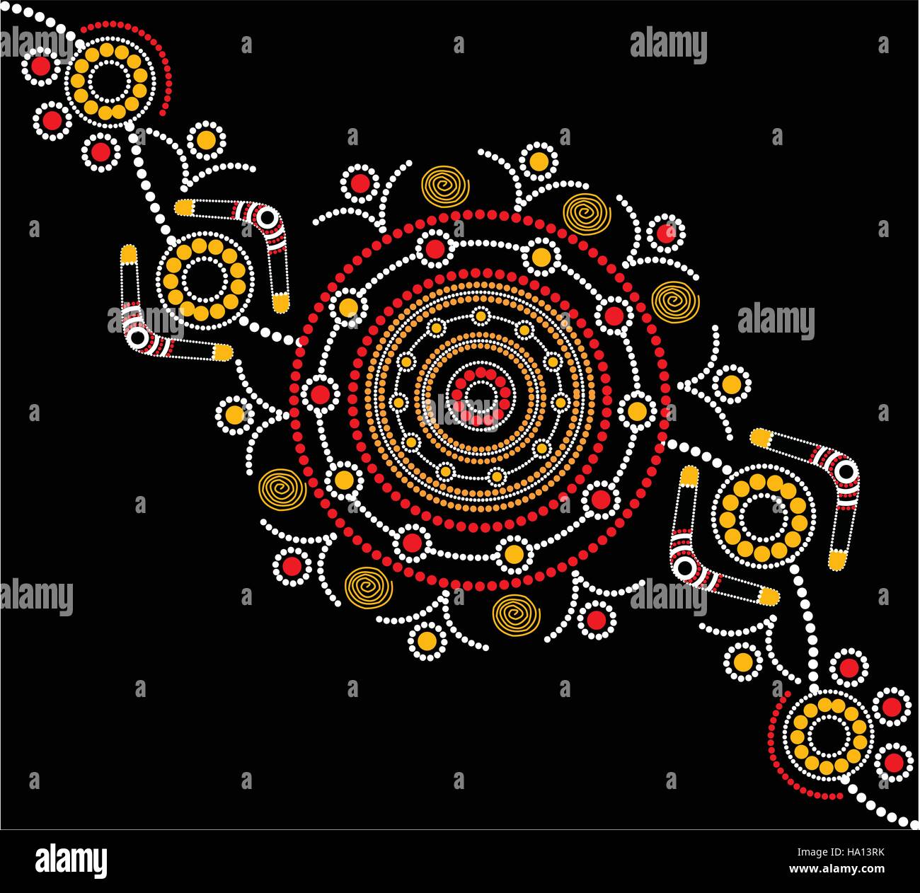 Illustration based on aboriginal style of dot painting Stock Vector ...
