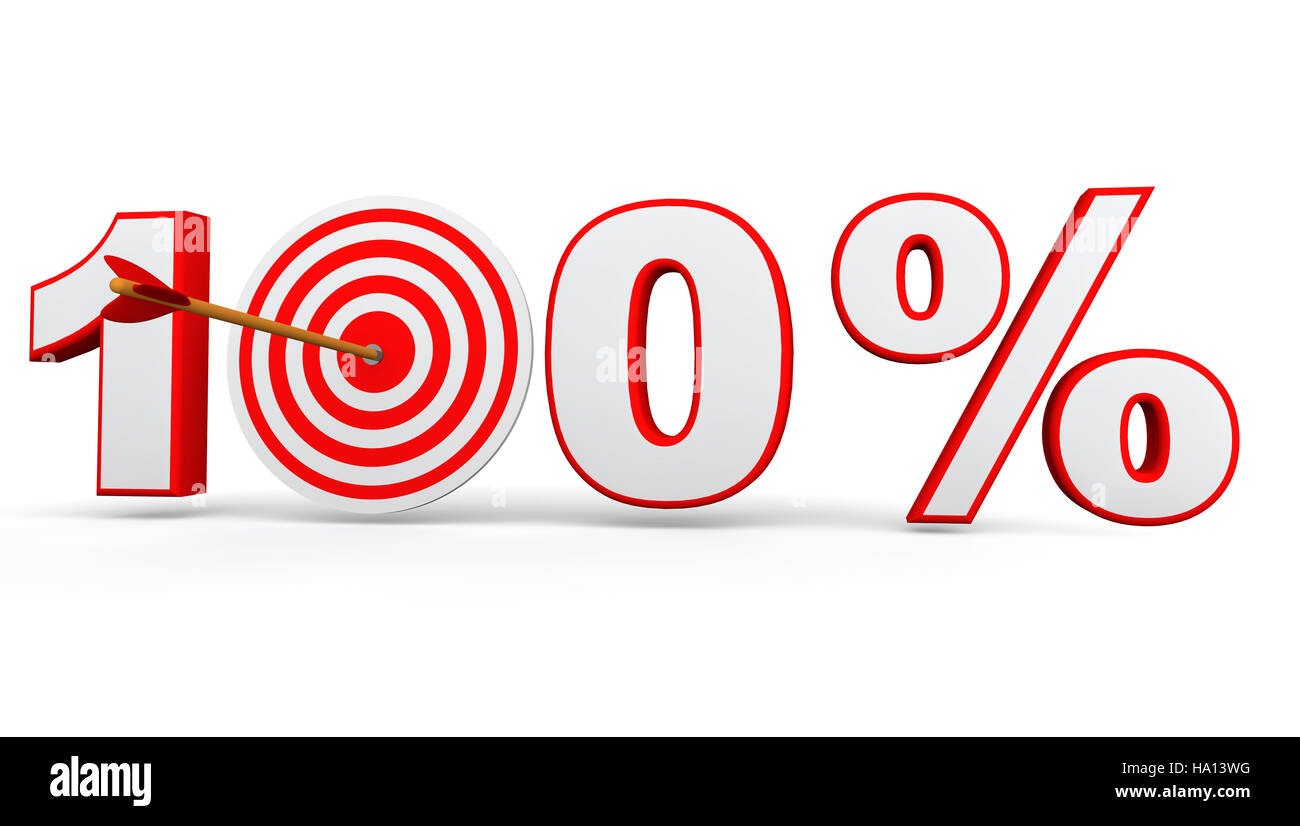 Hundred percent arrow on target Stock Photo - Alamy