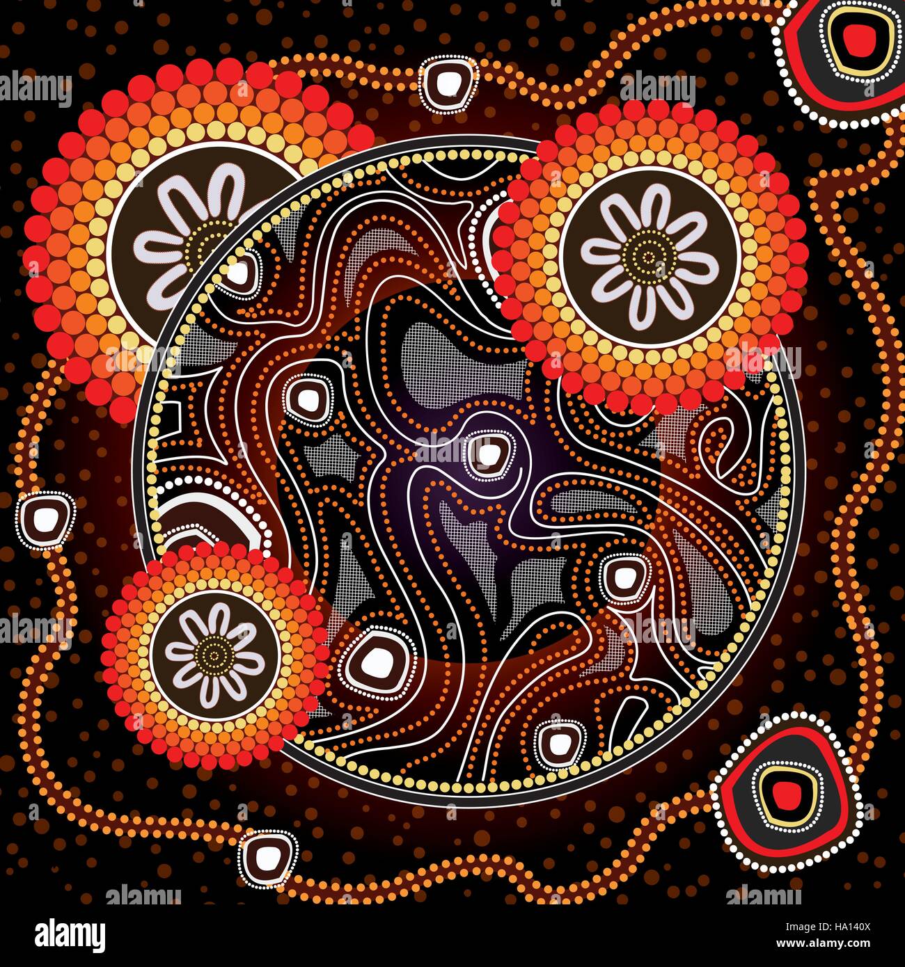 Illustration based on aboriginal style of dot painting Stock Vector ...