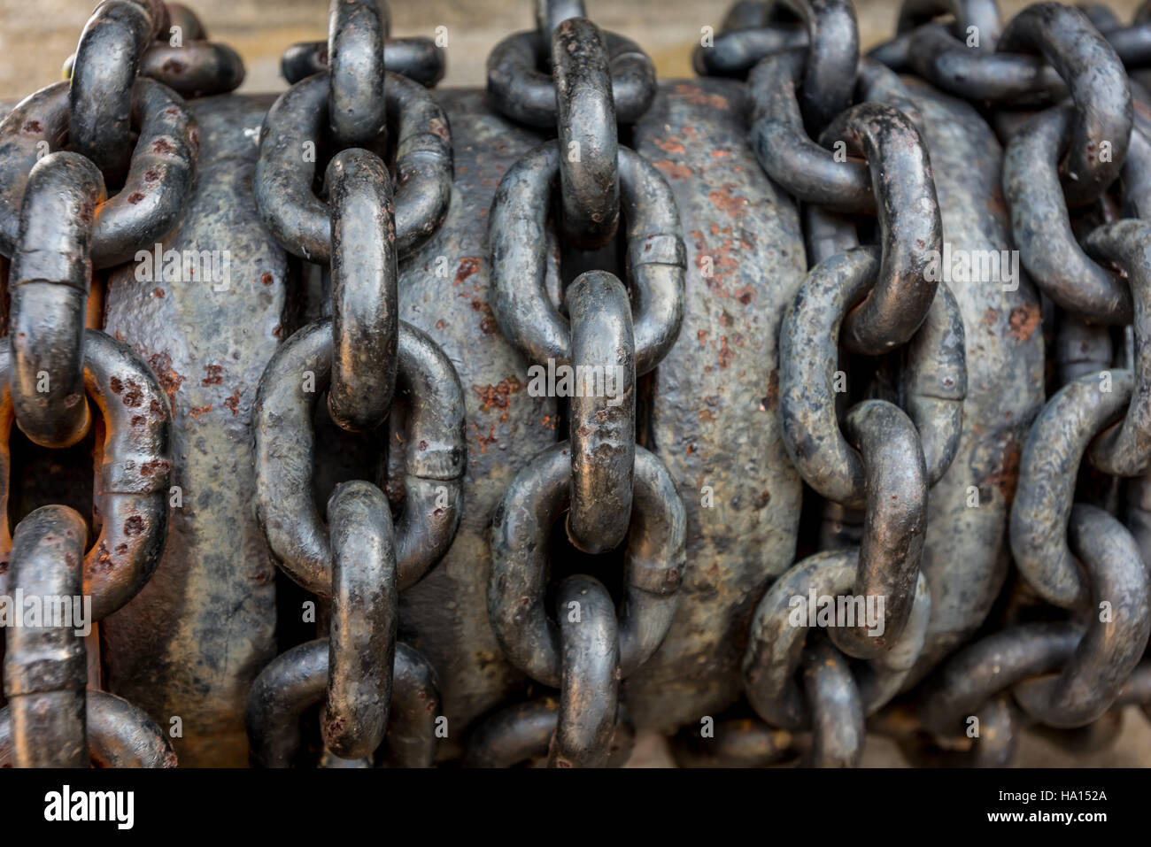 Rolled Up Chain of Thick Steel Links Stock Photo - Alamy