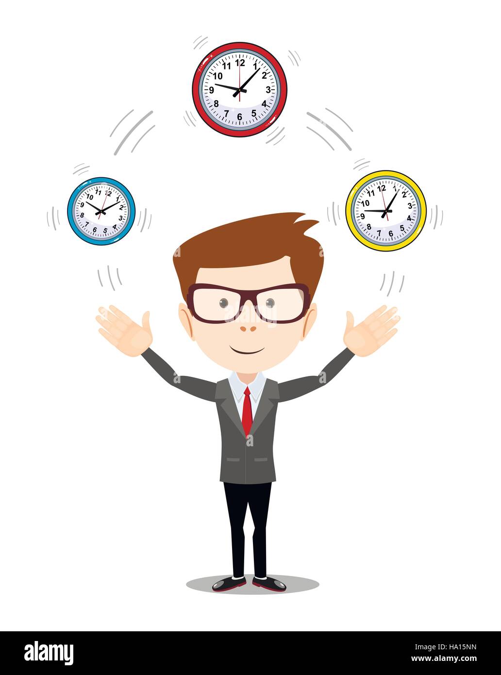 Cartoon businessman holding clock Cut Out Stock Images & Pictures - Alamy