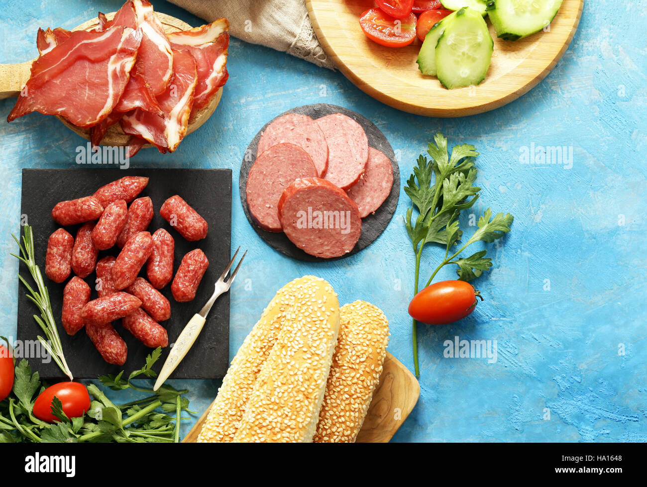 Assorted deli meats - sausage, salami, parma, prosciutto Stock Photo ...