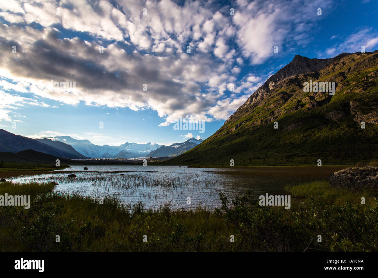 Mount Blackburn and Donoho Peak, viewed from Lake 2 in Wrangell-St ...