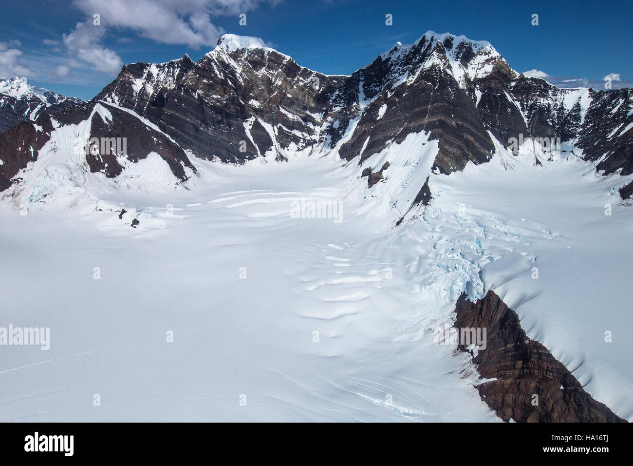 A photograph of Barkley Ridge along the Bagley Icefield in Alaska ...