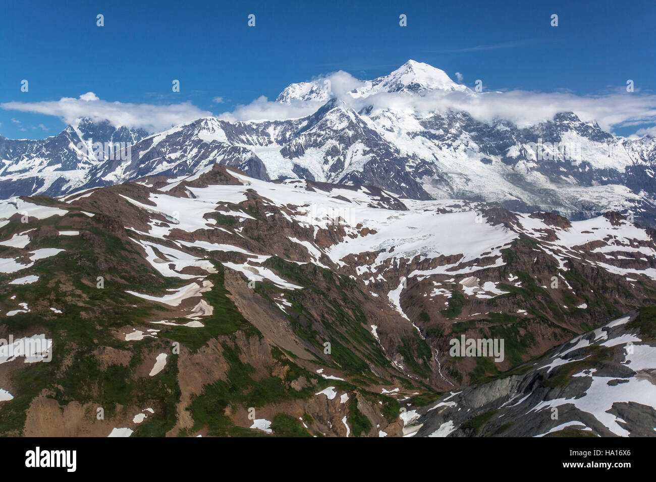 This photograph captures Mount St. Elias, located on the border of ...