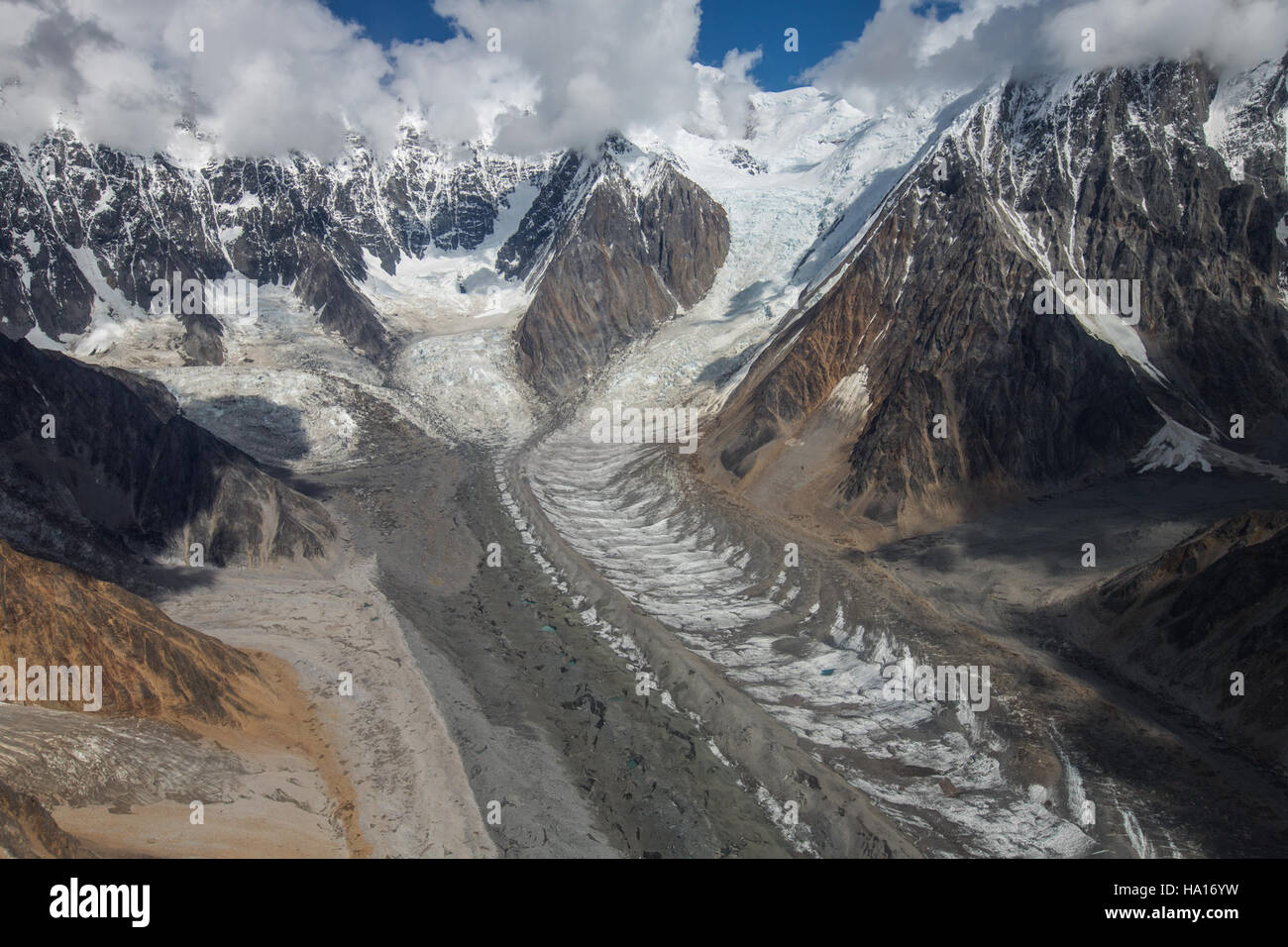 This image shows Hawkins Glacier Head in Alaska, a dramatic and ...
