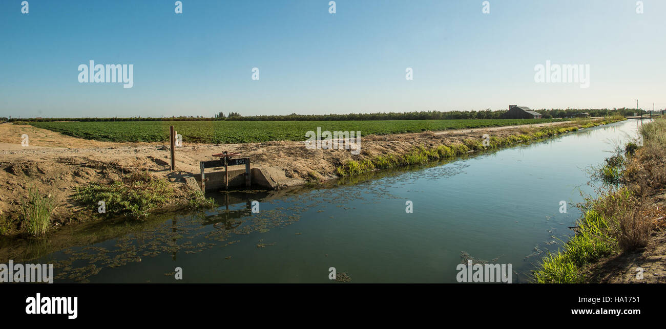 An image of an irrigation waterway and aqueduct system in Merced ...