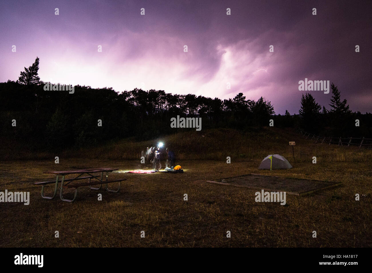 glaciernps 20662516695 Lightning over St. Mary Campground Stock Photo ...