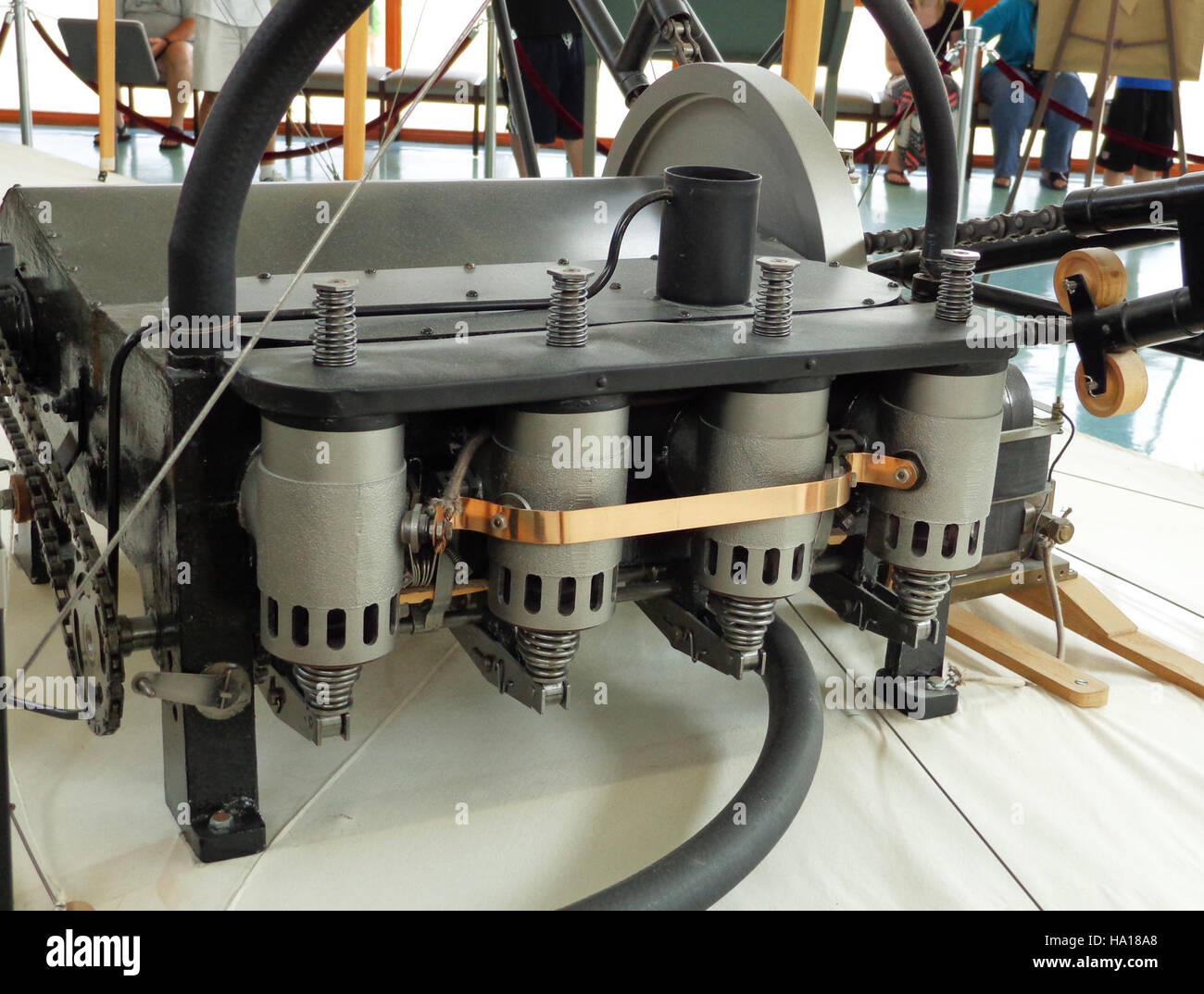 The reconstructed 1903 Wright Flyer Engine, a key exhibit at the Wright ...