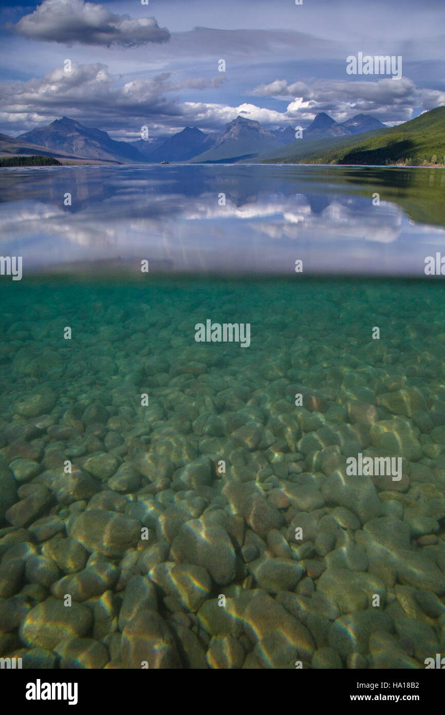 A breathtaking split-level view near the Apgar Boat Dock in Glacier ...