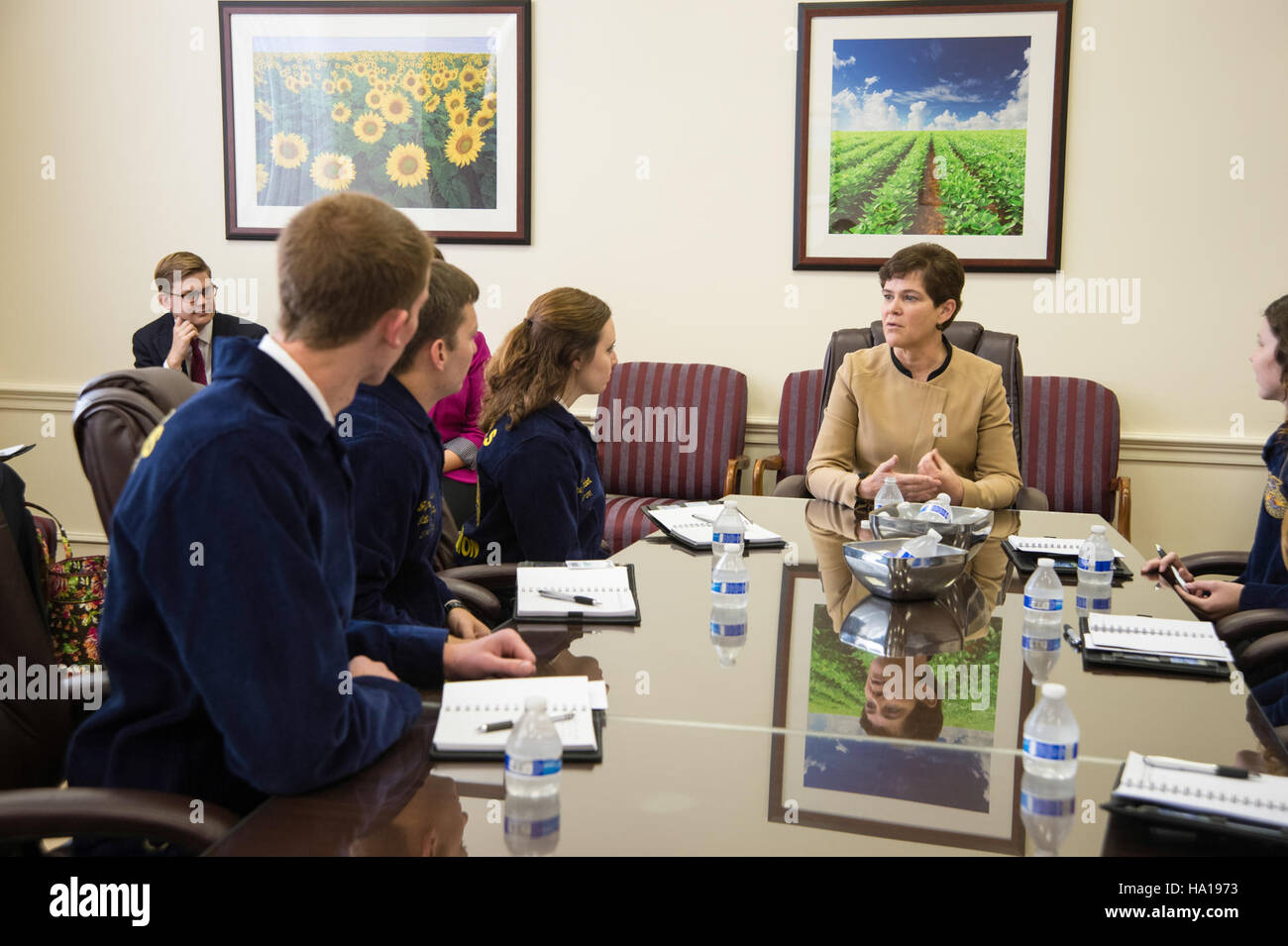 This image shows a ceremony where Future Farmers of America (FFA ...