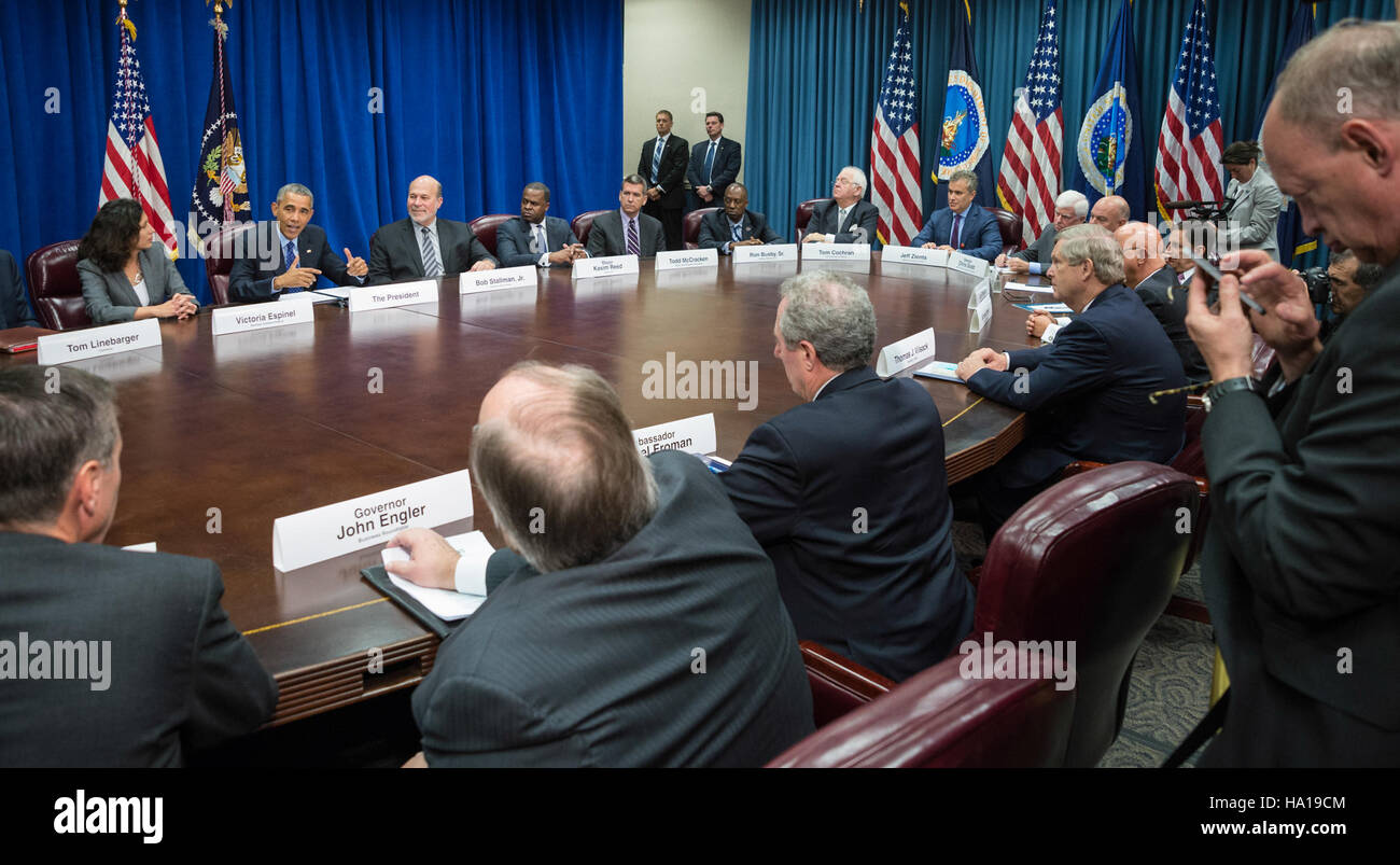 In this image, U.S. Secretary of Agriculture Tom Vilsack meets with ...