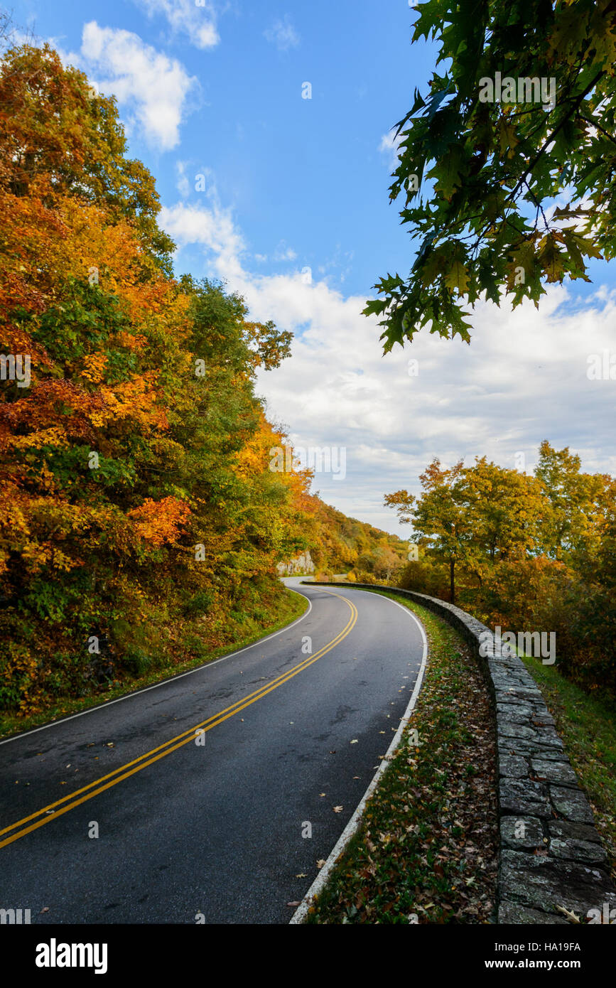 Skyline Drive in the fall offers a scenic view of vibrant foliage ...
