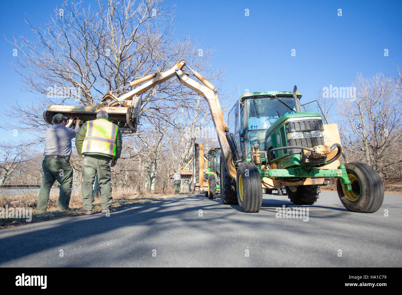 A National Park Service road crew working on maintenance, ensuring safe ...