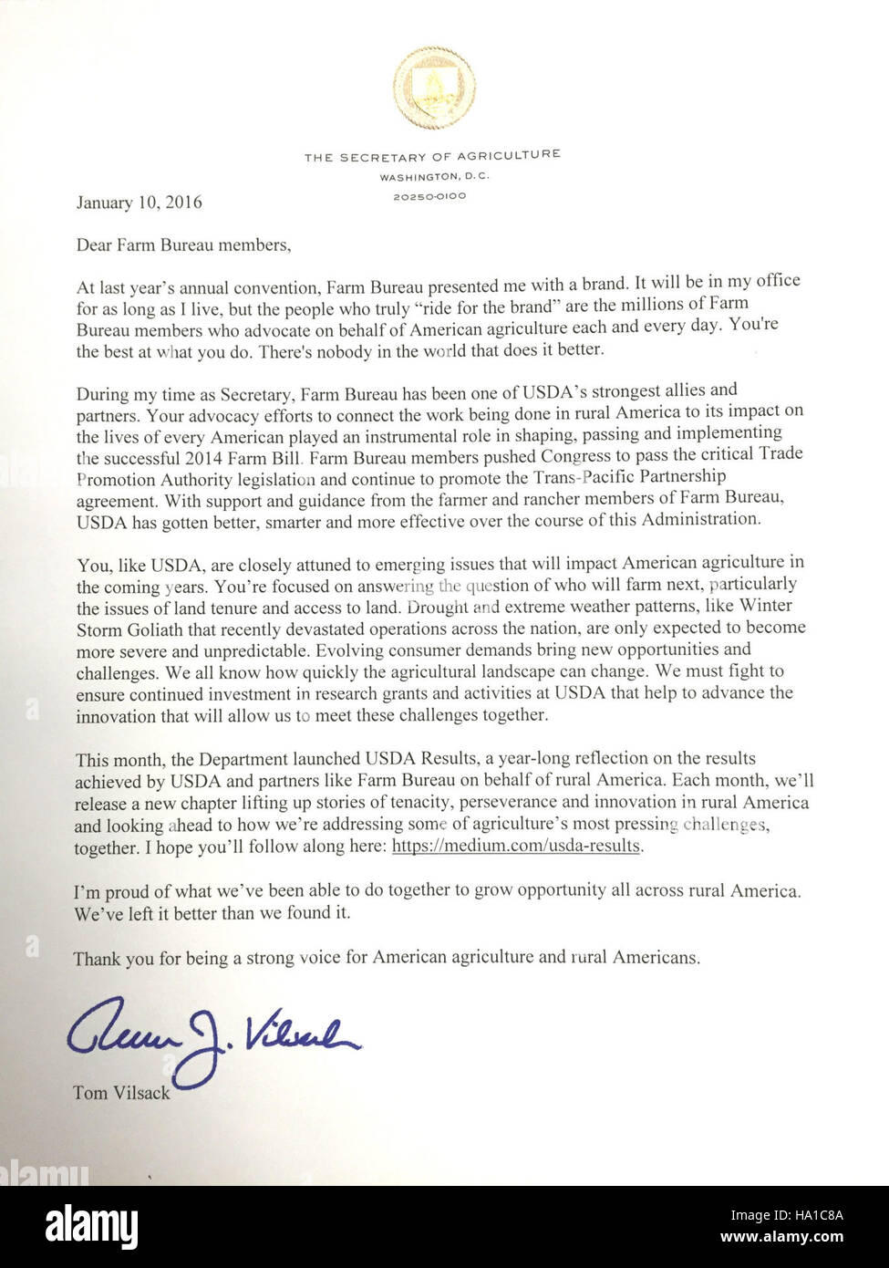 The USDA receives letters and feedback from various agricultural ...