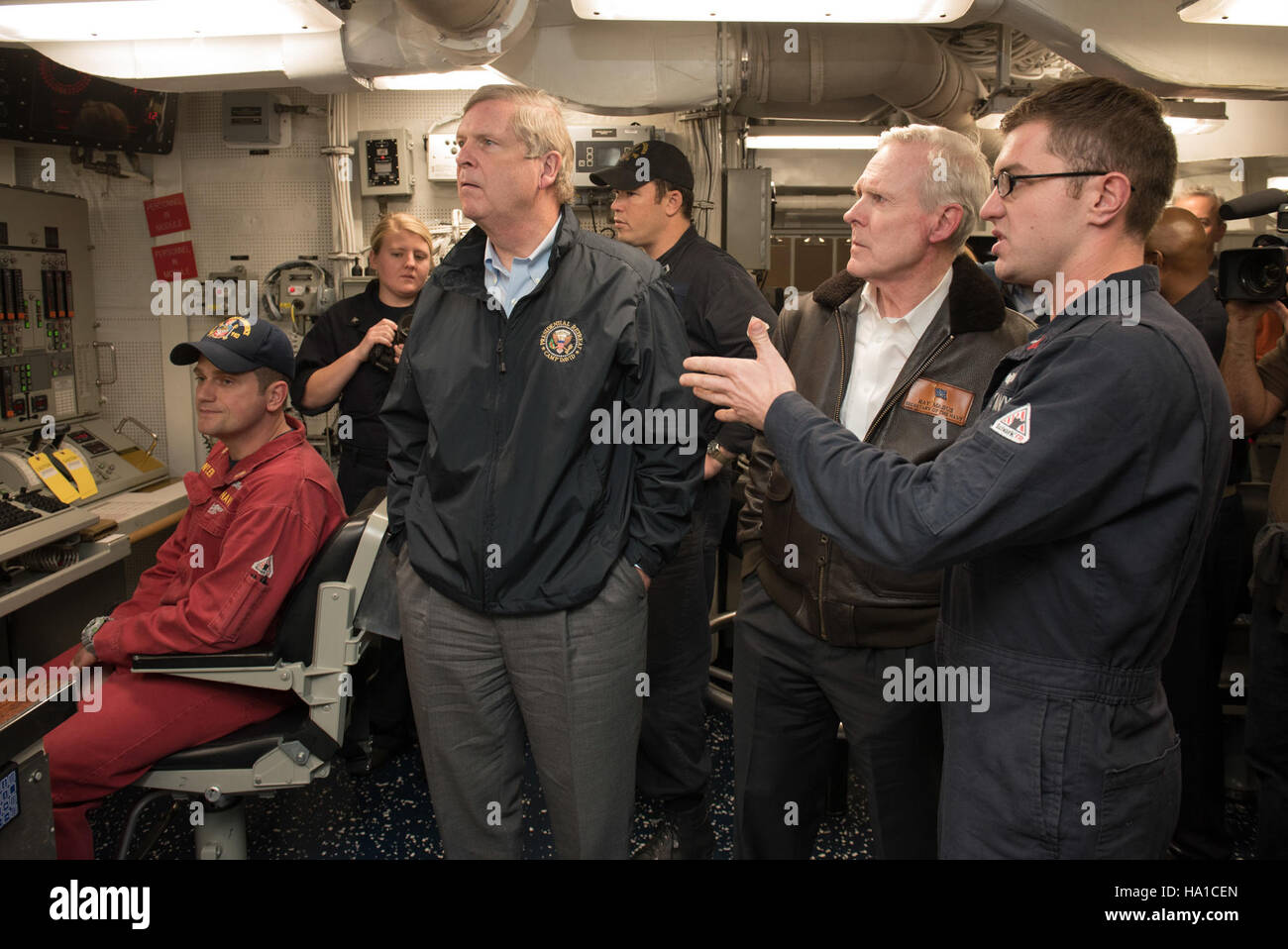 This image depicts U.S. Secretary of the Navy Ray Mabus addressing ...