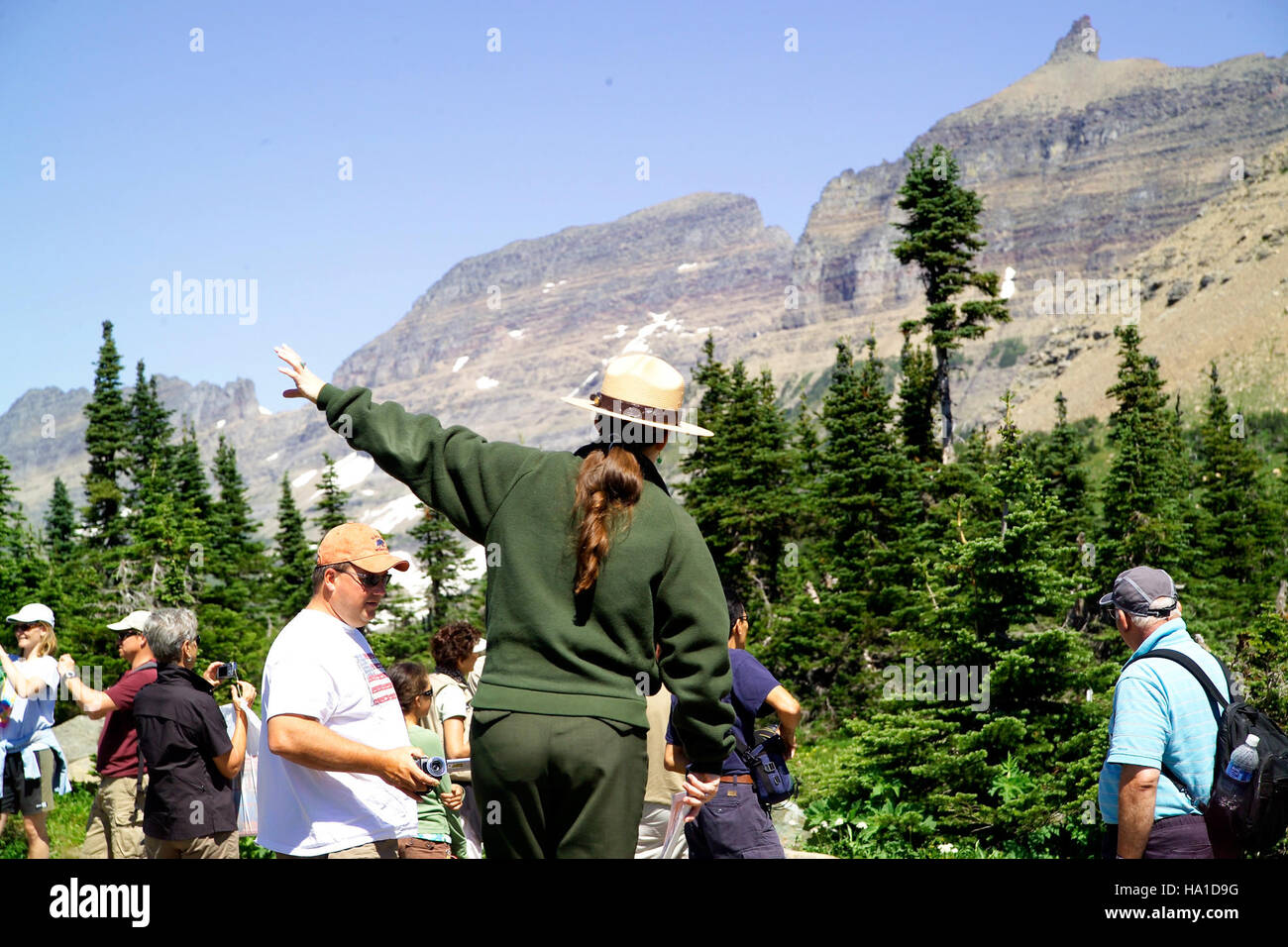 A park ranger at Glacier National Park gives an educational talk to ...