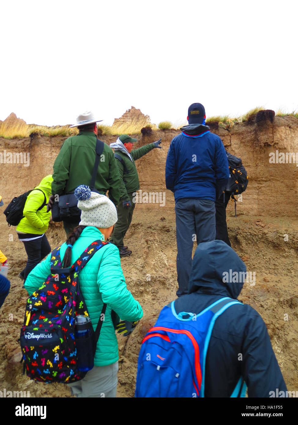 The Badlands National Park in South Dakota presents striking landscapes ...