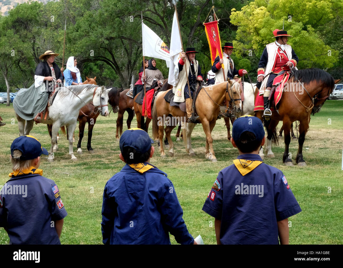 Cub Scouts participate in an educational outdoor activity, observing ...