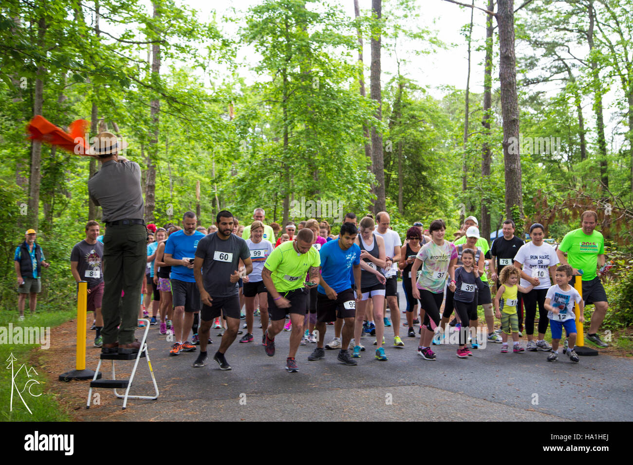 Participants in the 5K Centennial Run at Assateague National Park ...