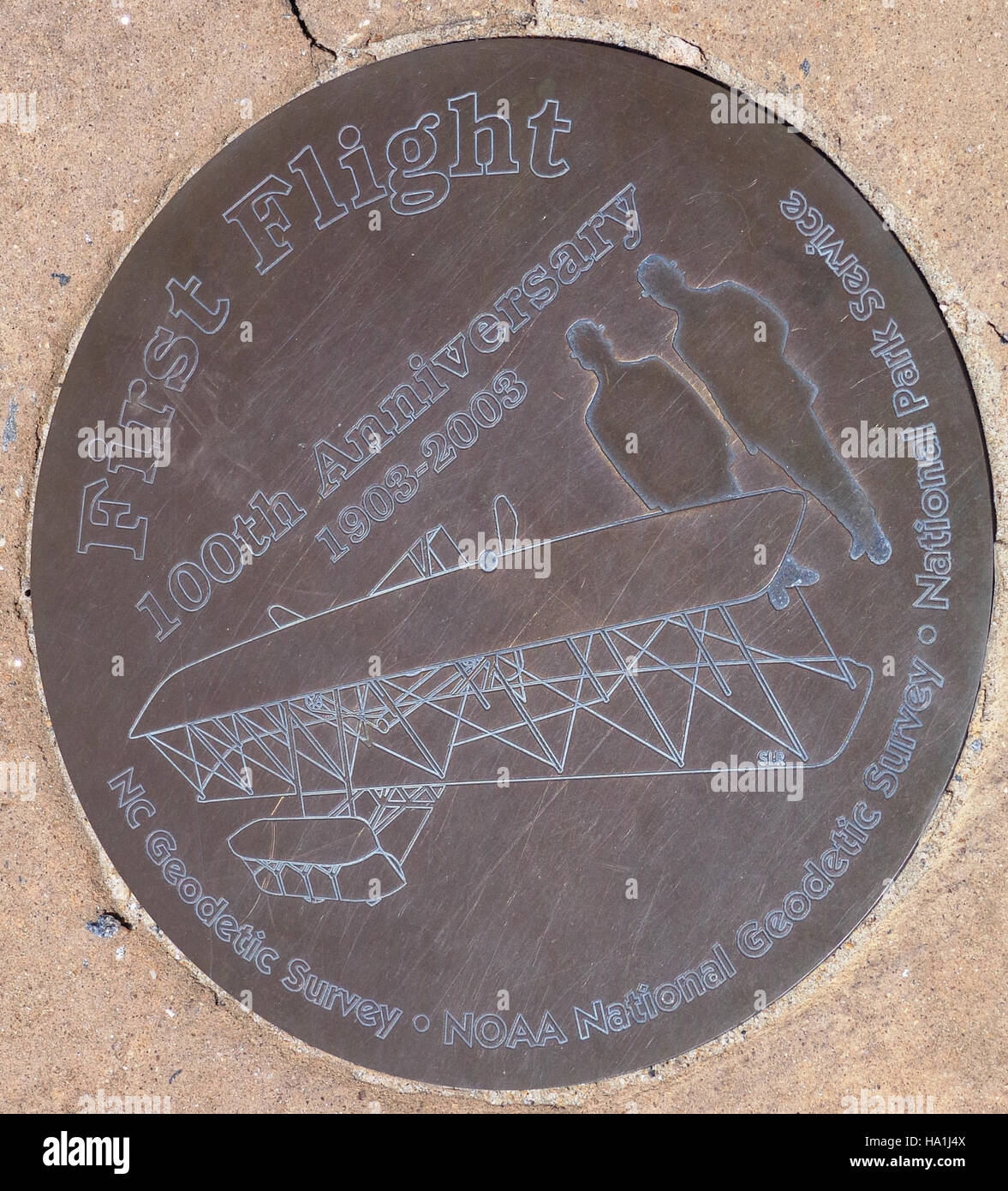An FAA marker, visible at the Wright Brothers National Memorial ...