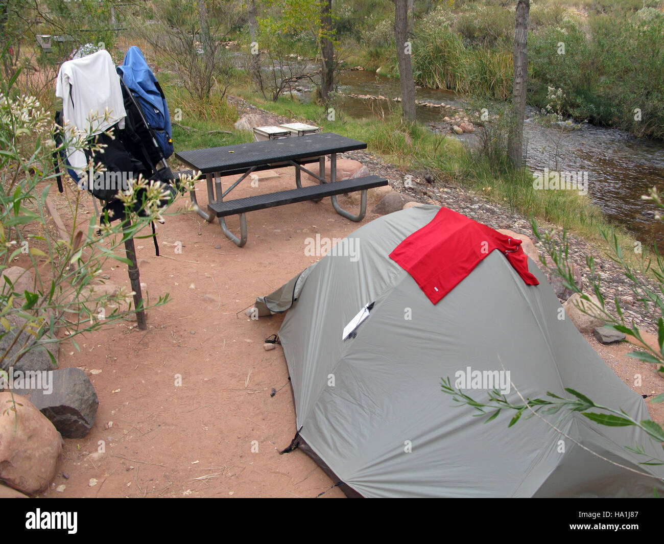 This image shows the Bright Angel Campground in the Grand Canyon ...