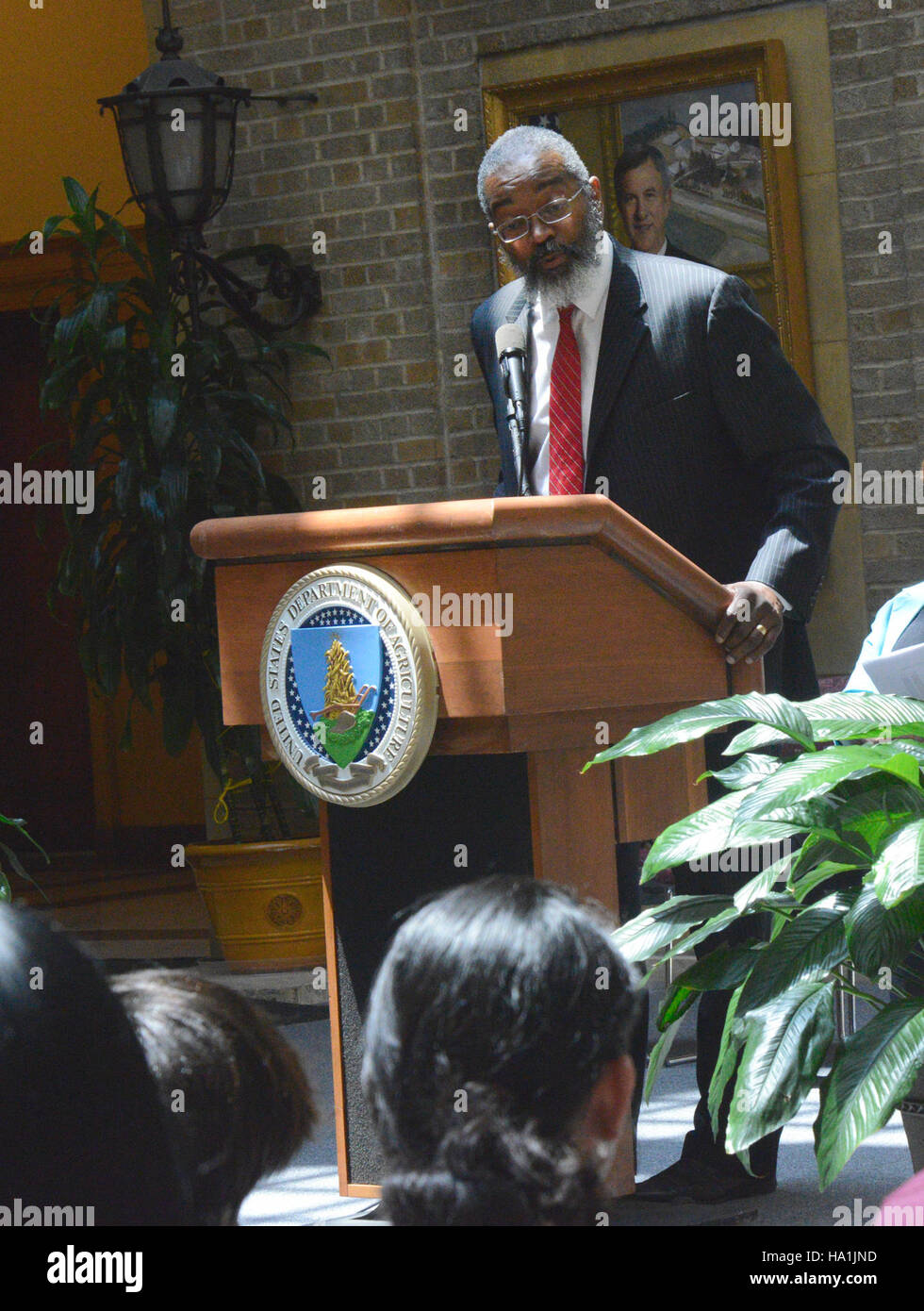 A photo from the USDA welcome ceremony held at the Whitten Building ...