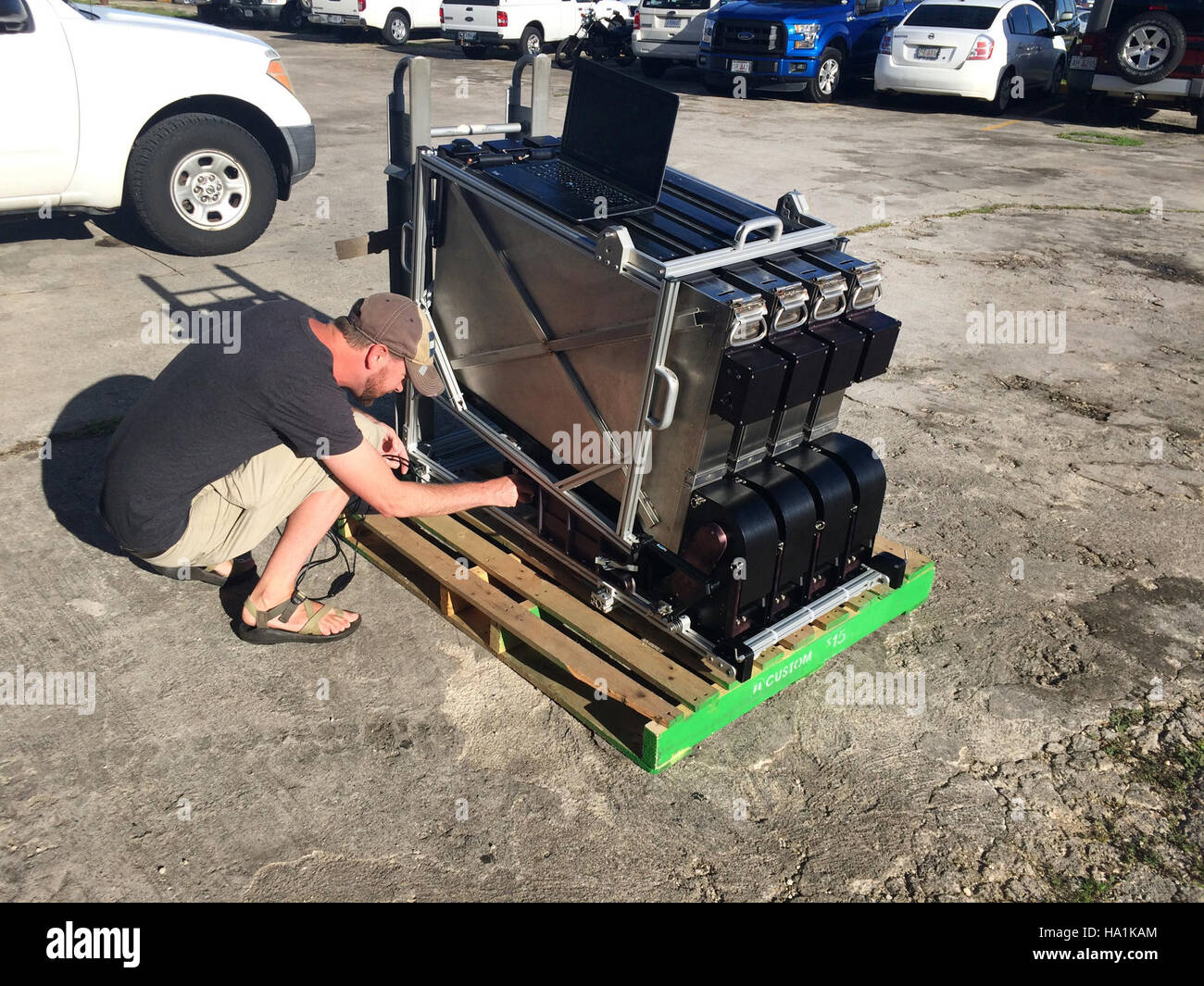 This image shows the USDA's aerial bait delivery system, designed for ...