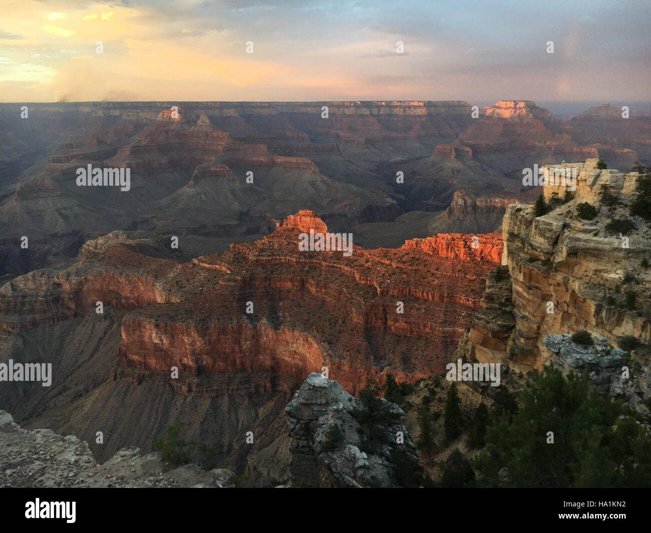 A wildfire is seen near Mather Point in the Grand Canyon, Arizona ...