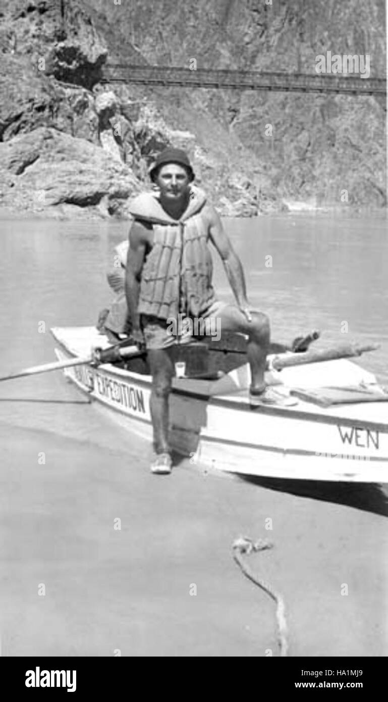 This historic photograph features Norm Nevills at Phantom Ranch in 1947 ...